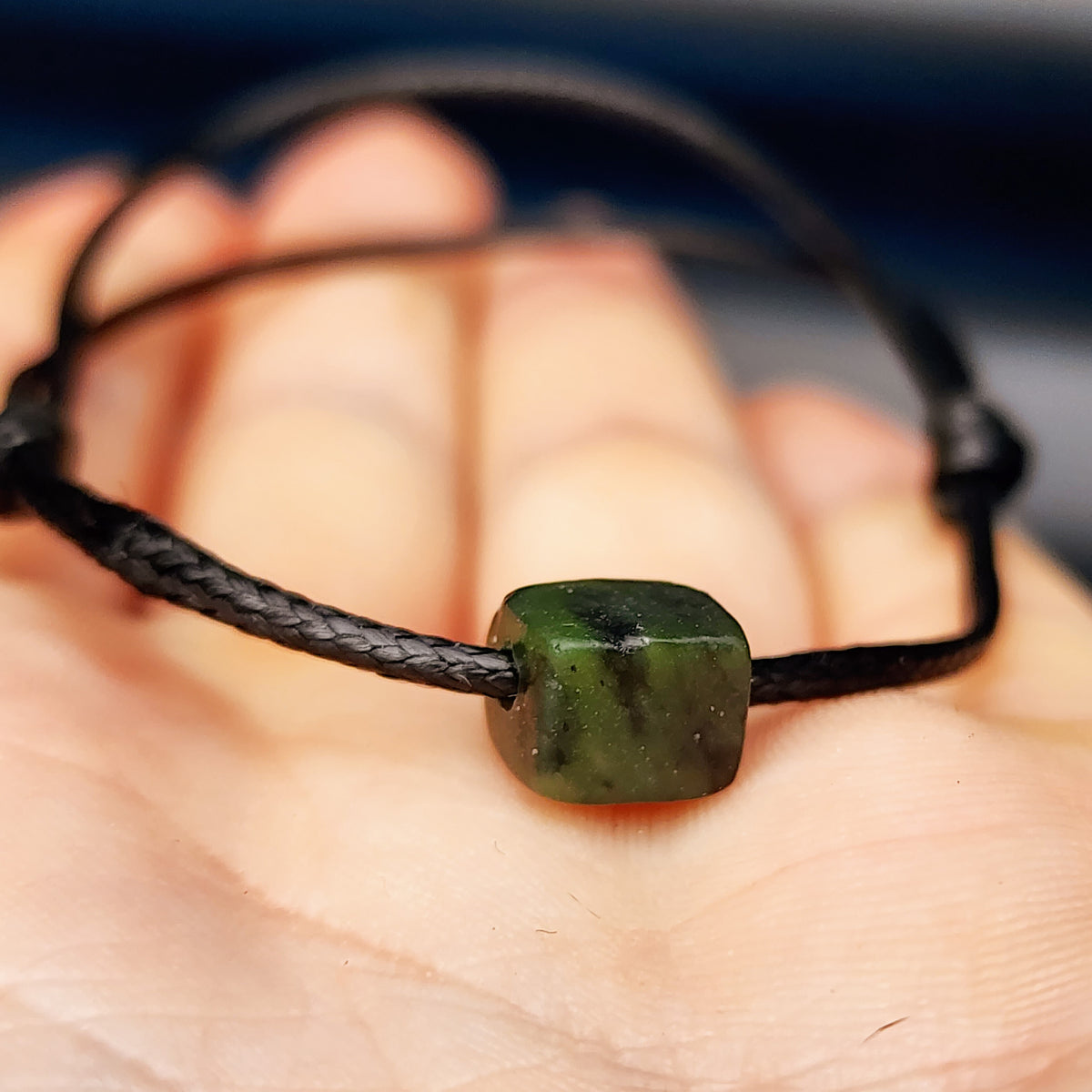 Greenstone Cube Simplistic Cord Bracelet – amberj